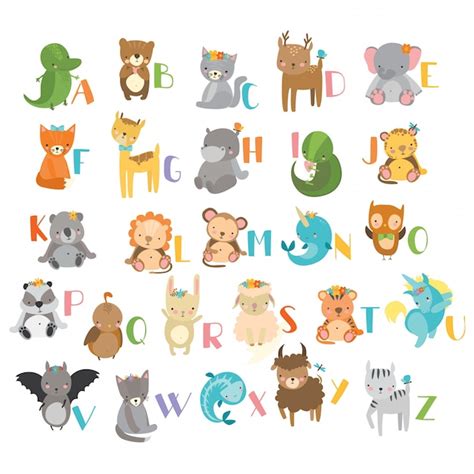 Animais Abc Design Vetor Premium