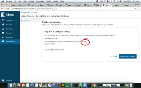 Down Arrow Getting Displayed For The Matching Indices Doesnt Contain Any Time Field Message