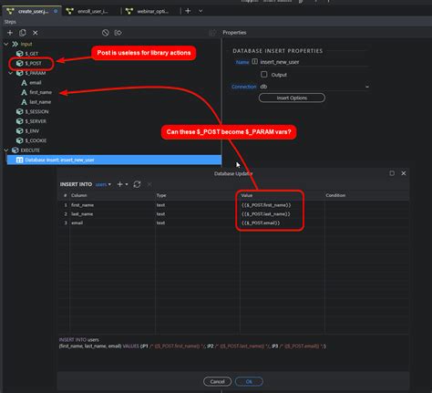 Automatically Make The Database Variables Param For Library Actions Feature Request