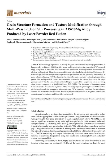 Pdf Grain Structure Formation And Texture Modification Through Multi