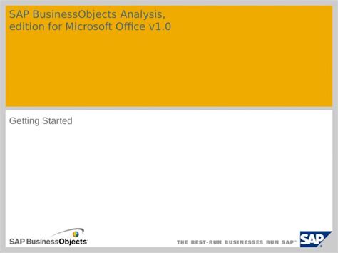 ppt getting started sap businessobjects analysis edition for microsoft office v1 0 dokumen tips