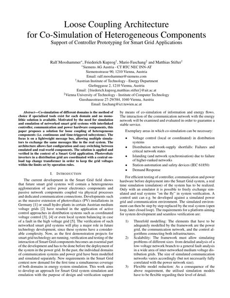 Pdf Loose Coupling Architecture For Co Simulation Of Heterogeneous Components Support Of