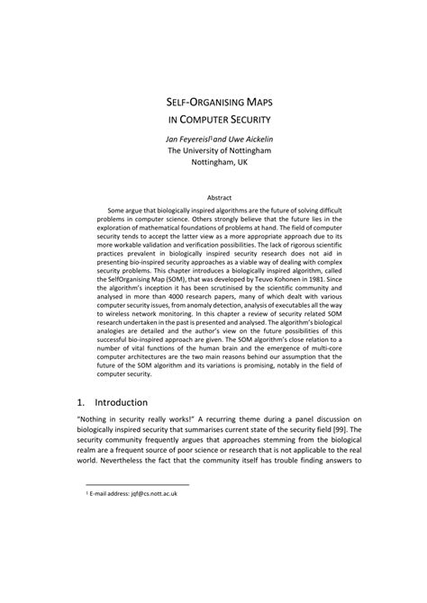 Pdf Self Organising Maps In Computer Security