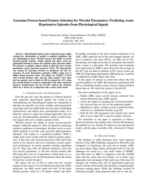 Pdf Gaussian Process Based Feature Selection For Wavelet Parameters