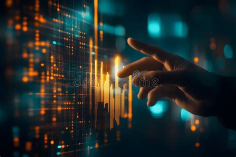 Hand Interacting With Digital Data Visualization Display Stock Illustration Illustration Of