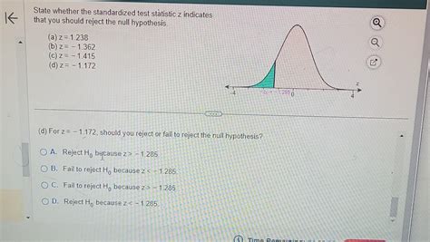 Solved State Whether The Standardized Test Statistic Z