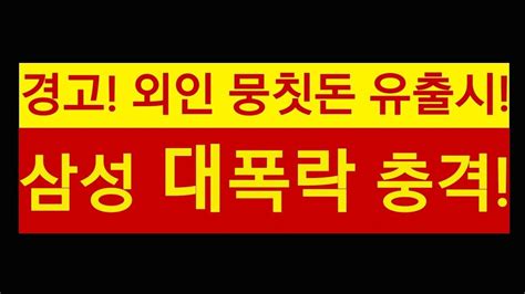 충격 외국인 뭉칫돈 빠지면 삼성전자 대폭락 비상 Youtube