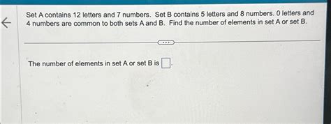 Solved Set A Contains Letters And Numbers Set B Chegg
