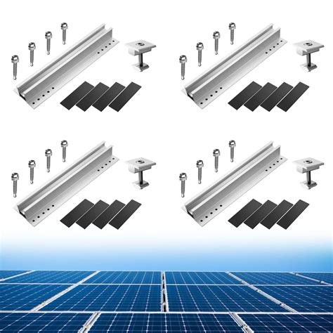 Anbte Solar Panel Mounting Kit 4 Pieces Short Rod 300mm Aluminum Include 35mm Center Clamp M5