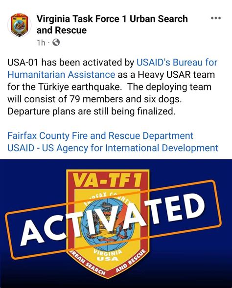 Virginia Urban Search And Rescue Task Force 1 Has Been Activated By