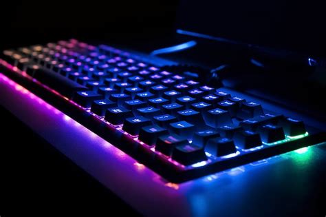 Premium Ai Image A Keyboard With The Lights On And The Keyboard Is Lit Up