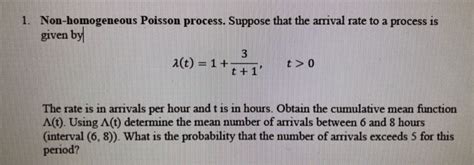 Solved 1 Non Homogeneous Poisson Process Suppose That The Chegg Com