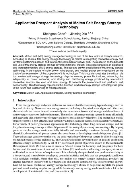 Pdf Application Prospect Analysis Of Molten Salt Energy Storage Technology