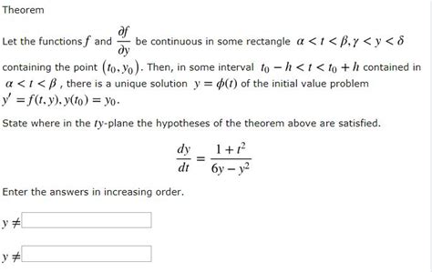 Solved Theorem Of Let The Functionsf And Be Continuous In