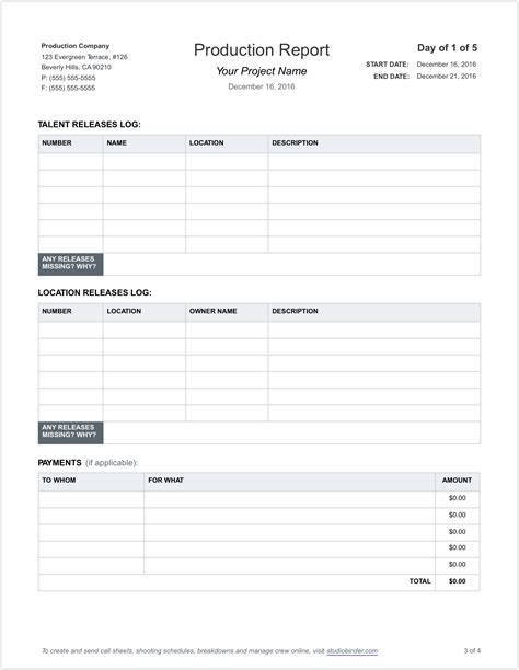 Production Report Template Excel