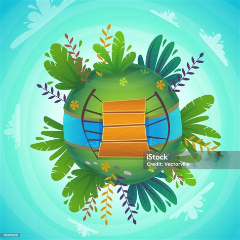 잔디 필드와 세계 원형 파노라마 공원 숲 보기 미니어처 행성 개념 Arround 녹색 평화 자연 식물과 꽃입니다 생태 개념 그림입니다 재미 쾌활 한 풍경 어안 렌즈에 대한