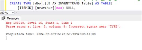 Unable To Create Type User Defined Type In Azure Synapse Dedicated Sql Pool Microsoft Qanda