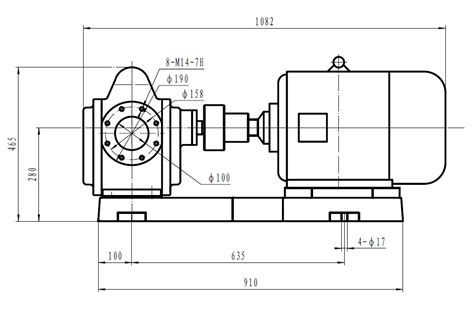 fuel oil pump KCB960齿轮油泵 配 18 5kw 4电机外形尺寸图 哔哩哔哩