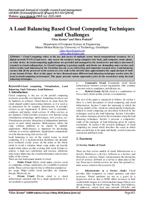 Pdf A Load Balancing Based Cloud Computing Techniques And Challenges