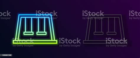 검은 배경에 고립 된 놀이터 아이콘에 아이 여름 게임을위한 빛나는 네온 라인 스윙 야외 엔터테인먼트 장비 벡터 0명에 대한 스톡 벡터 아트 및 기타 이미지 Istock