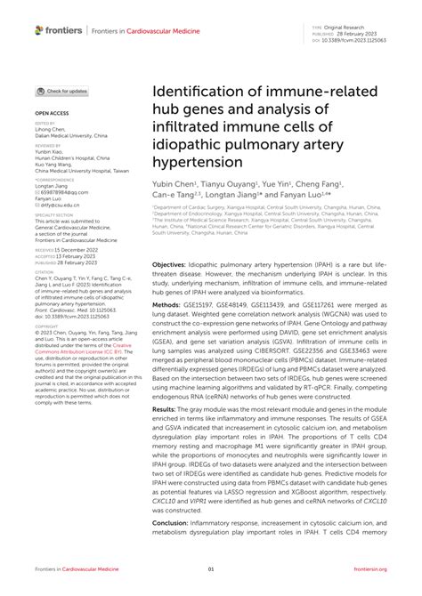 Pdf Identification Of Immune Related Hub Genes And Analysis Of Infiltrated Immune Cells Of