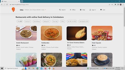 Created Swiggy Home Page And Arafa Restaurant Detailed Page Janani