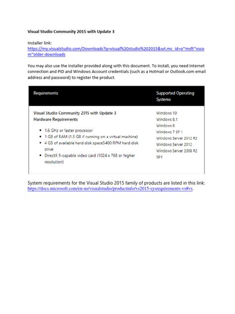Visual Studio Community 2015 With Update 3 Install Instructions Pdf