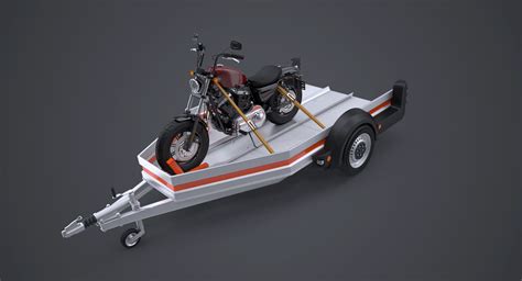 오토바이 및 운반용 트레일러 3d 모델 179 3ds Fbx Max Free3d