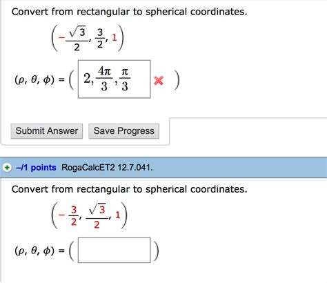Solved Convert From Rectangular To Spherical Coordinates