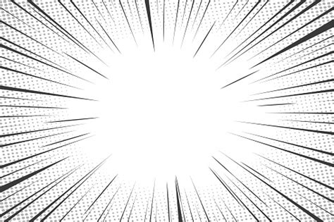 모션 방사형 라인과 하프톤 배경 흰색 배경에 격리 만화 책 스타일 폭발 배경 만화 액션 속도 라인 프레임 만화 템플릿 디자인 벡터 일러스트레이션 만화 스타일에 대한 스톡