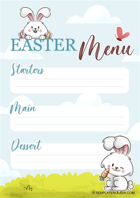 Easter Menu Template Download Printable Pdf Templateroller