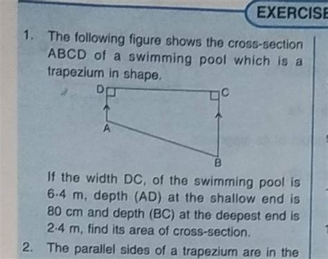EXERCISE The Following Figure Shows The Cross Section ABCD Of A Swimmi
