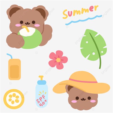 장식용으로 인쇄할 수 있는 귀여운 여름 곰 요소 스티커 일러스트 스티커 일러스트 귀여운 일러스트 귀여운 곰 Png 일러스트 및 Psd 이미지 무료 다운로드 Pngtree