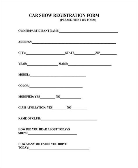 Printable Car Show Judging Sheet