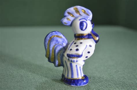 Купить Статуэтка фигурка Петух петушок Фарфор Керамика Позолота Гжель в интернет аукционе