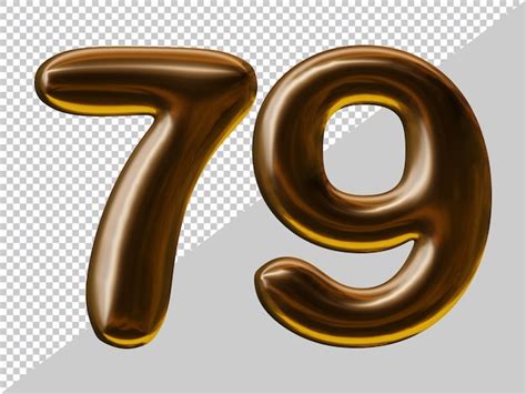 Дизайн номера 79 в стиле воздушного шара в 3d рендеринге Премиум Psd Файл