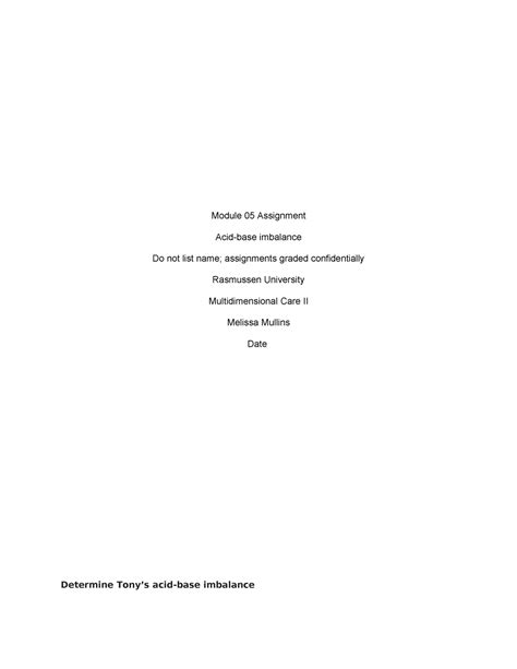 Module 5 Assignment Format Module 05 Assignment Acid Base Imbalance Do Not List Name