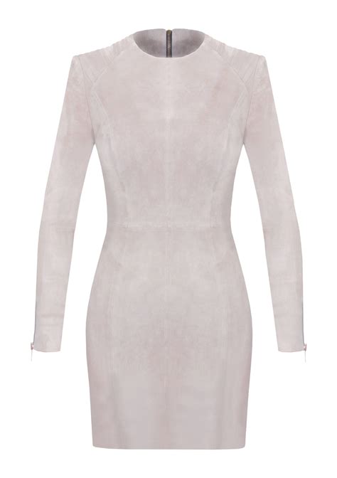 Lederkleid Langarm Velours Beige — Stefan Eckert