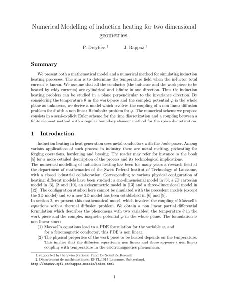 Pdf Numerical Modelling Of Induction Heating For Two Dimensional
