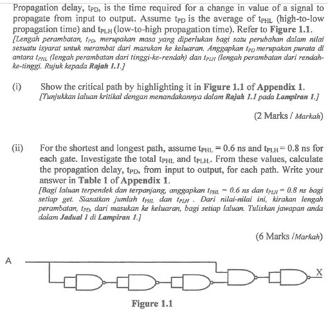 Solved Propagation Delay T PD Is The Time Required For A Chegg