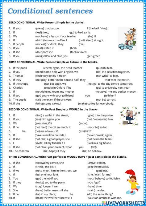Zero Conditional Test Worksheet Kindergarten Phonics Worksheets