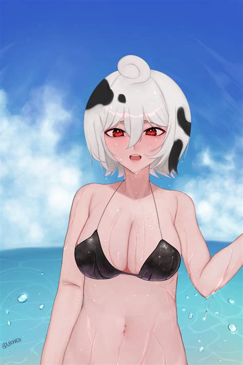 Rule 34 Beach Big Breasts Nsfw Red Eyes Summer White Hair 7777868