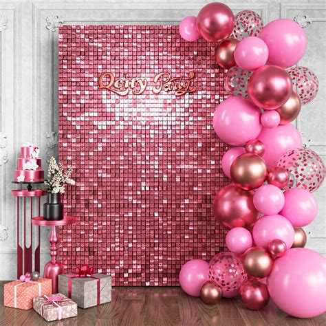 24 Pcs Pink Shimmer Wall Backdrop Panels 4ft X 6ft Pink
