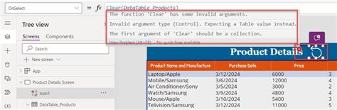 update data table in power apps with examples