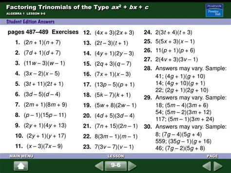 Ppt Factoring Trinomials Of The Type Ax 2 Bx C Powerpoint Worksheets Library