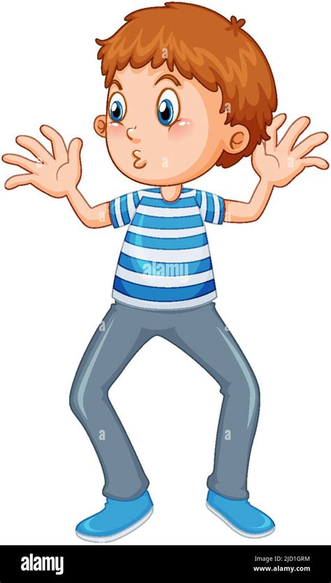A Boy In Standing Posture Cartoon Character Illustration Stock Vector