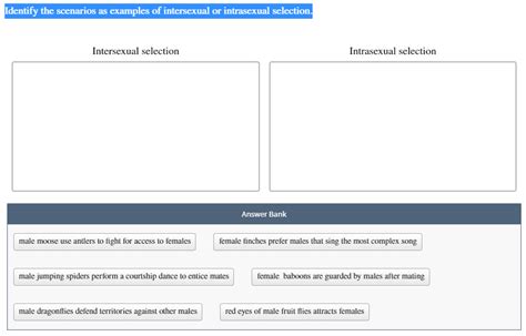 Solved Identify The Scenarios As Examples Of Intersexual Or