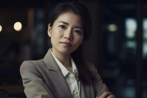 Premium Ai Image Copy Woman Space Secretary Asian Portrait Corporate Businesswoman Office