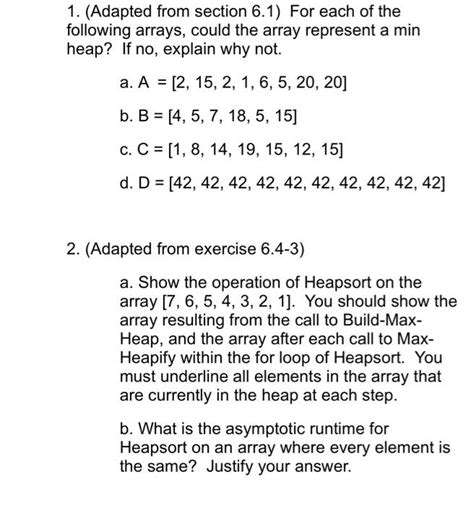 Solved 1 Adapted From Section 61 For Each Of The