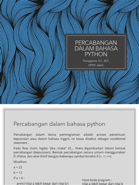 Percabangan Dalam Bahasa Python Pdf Karier And Perkembangan Metode